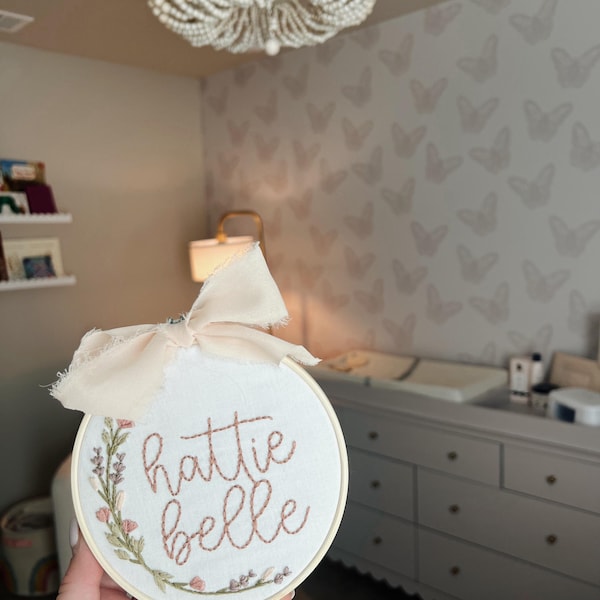 Hand Embroidered Name Hoop, Personalized Embroidery Hoop, Baby Name ...