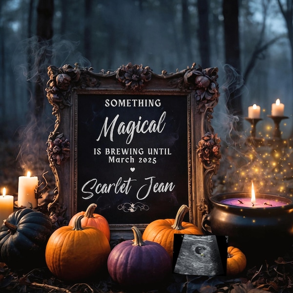 Magical Halloween Pregnancy Announcement, Witchy October Baby ...