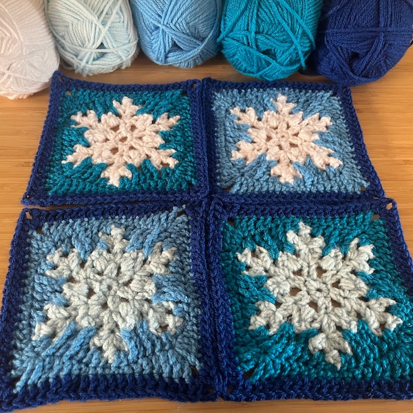 Small and Large Snowflake Granny Square Crochet PDF PATTERN Pack ...