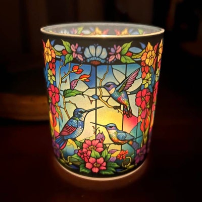 Hummingbird Stained Glass Designed Battery Operated Tea Light Holder - Etsy