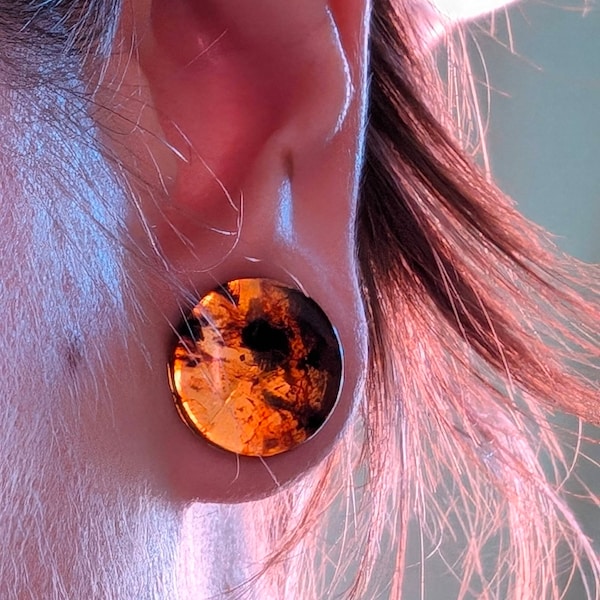 1 Pair of Premium AMBER Ear Plugs, Wedding Ear Plugs, Ear Gauges, Ear ...