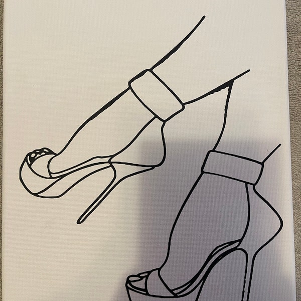 Stiletto Shoes Coloring Pages, Woman Svg, Printable Paint Canvas, High ...