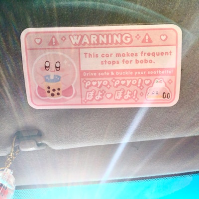 Cute Car Warning Sticker Car Decal, Pink Kawaii, Airbag Label ...