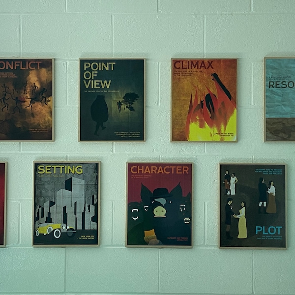 Elements of a Novel Literary Posters Discount Classroom Bundle ...