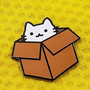 Box Cat Hard Enamel Pin Cute Lapel Pin Gift Stocking - Etsy