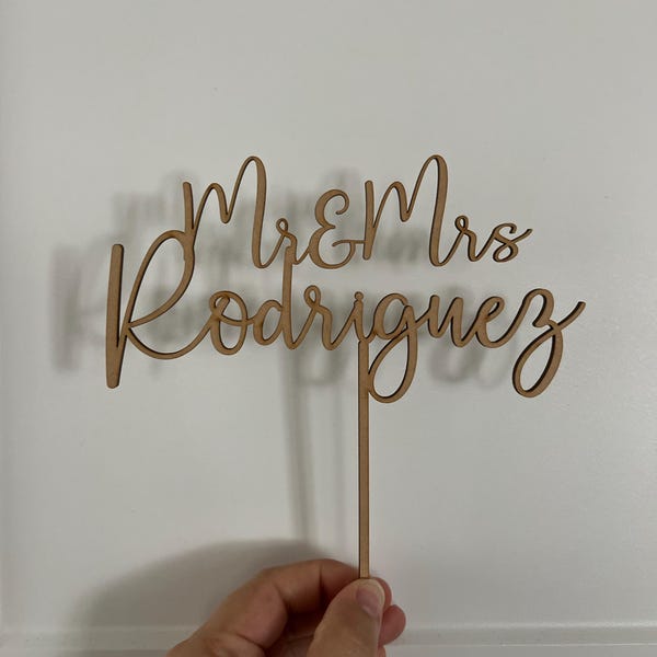 Gold Wedding Cake Topper / Custom Script Cake Topper for Wedding ...