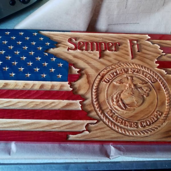 USMC Wooden Flag: Rustic American Flag, Marines Corps Logo - Etsy