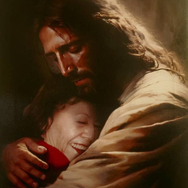 Custom Photo Safe in the Arms of Jesus Canvas, Christian Memorial Wall ...