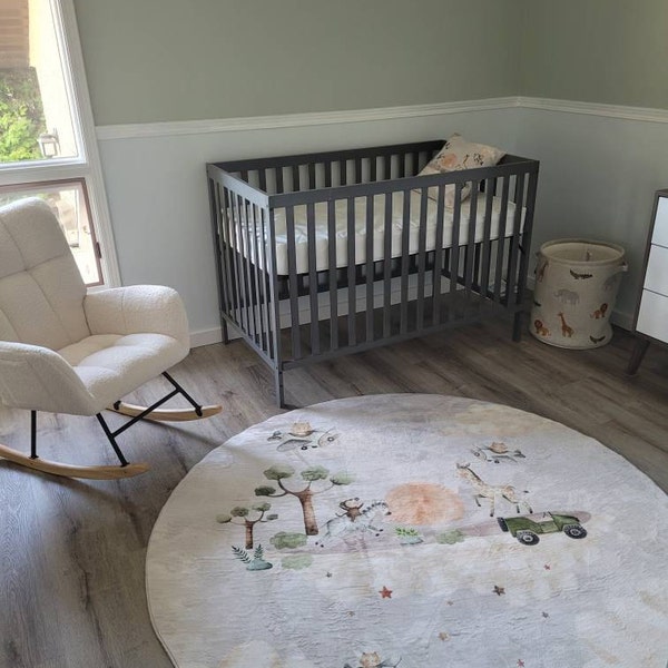 Cute Safari Themed Carpet With Car, Baby Gift, Area Rug,hot Air Balloon ...