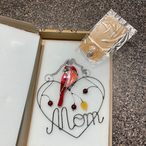 Cardinal Stained Glass Window Hangings Personalized Unique Gift for Mom ...