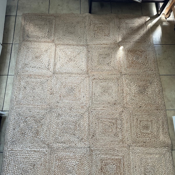 Natural Jute Rug Jute Braided Rug Bohemian Jute Rug Rectangular Jute ...