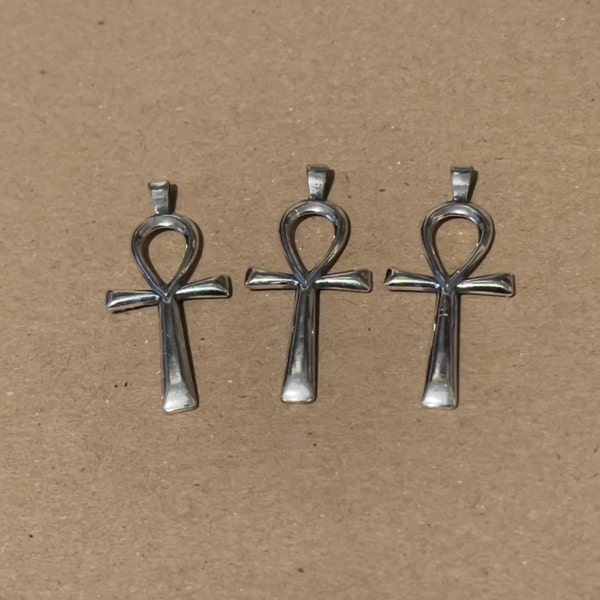 Solid 925 Sterling Silver Ankh Key of Life Pendant Necklace - Handmade ...