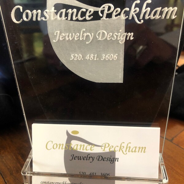 Personalized Acrylicglass NAME PLATE BAR Desk With Business Card Holder ...