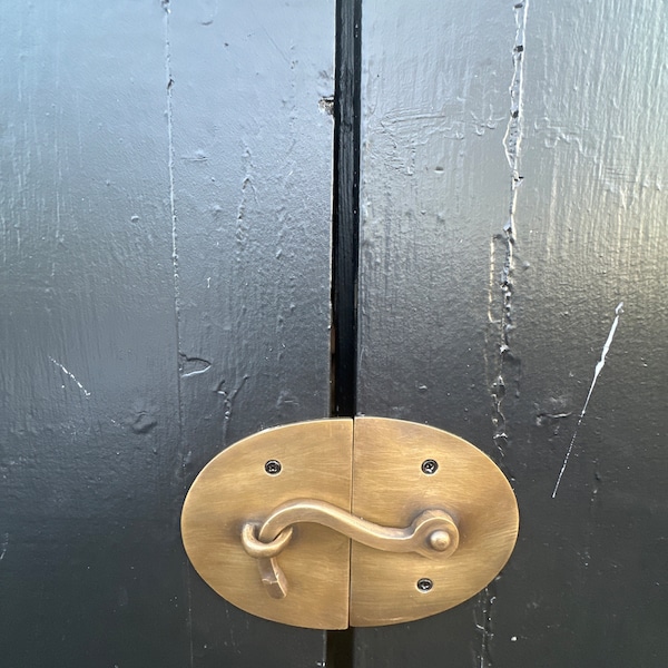 5.03 Inches BIG Square Vintage Box Gate LATCH Hook Slot Antique Solid ...