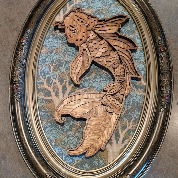 Koi Fish - Wood Multi-layered Design, 3D Layered Art, Wall and Home ...