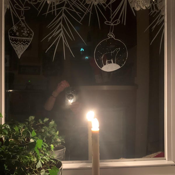 Hand Drawn White Baubles Pine Cone Branches Christmas Window Decal ...