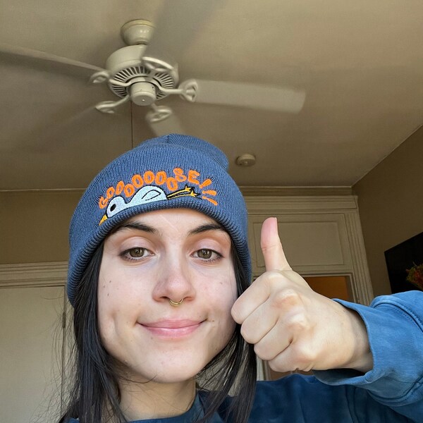 Goose the Band Embroidered Knit Beanie Hat Gooooose!!! Black, Gray ...
