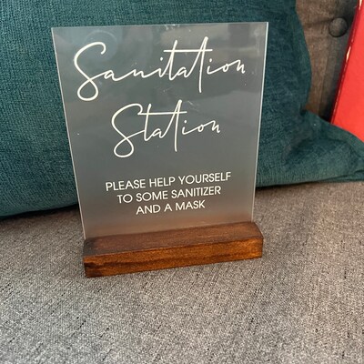 Sanitation Station Sign Clear or Frosted Acrylic Sign for - Etsy