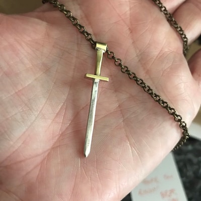 Sword Necklace, Handmade in Sterling Silver and Brass - Etsy