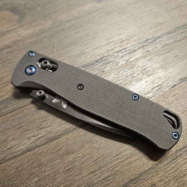 MINI Bugout Crossfade Micarta Scales Natural Linen Flytanium Gear Knife ...