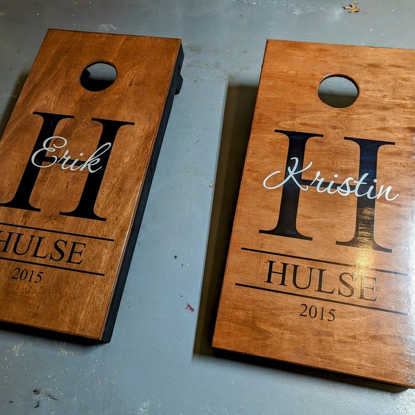 Cornhole Decals-monogram With Names- Wedding Cornhole- Anniversary ...