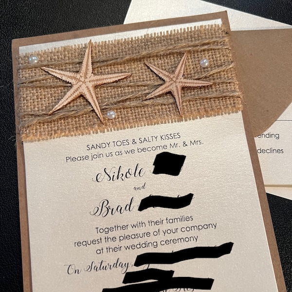 Rustic Beach Wedding Invitations, Beach Themed Wedding Invitations ...