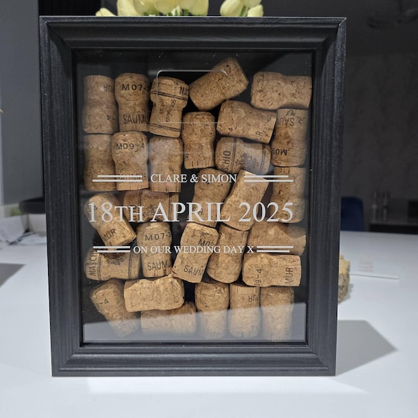 First Toast Cork Saver Memory Box Frame Engagement Couple Wedding Gift ...