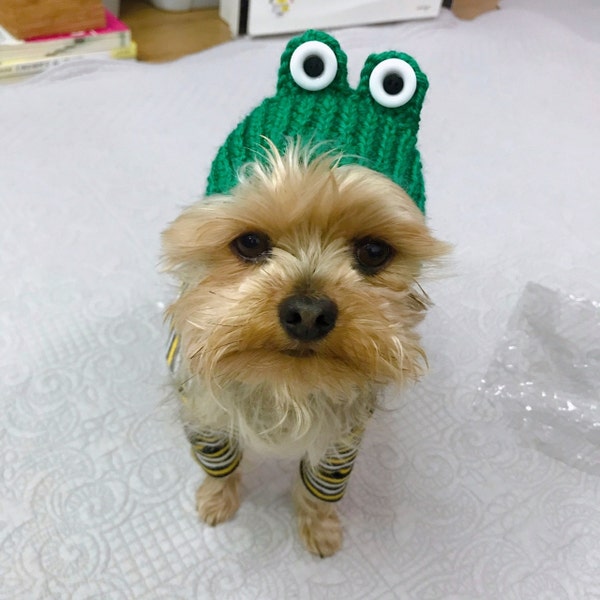 Pet Clothes Apparel Outfit Crochet Halloween Costume Frog Hat for Small ...