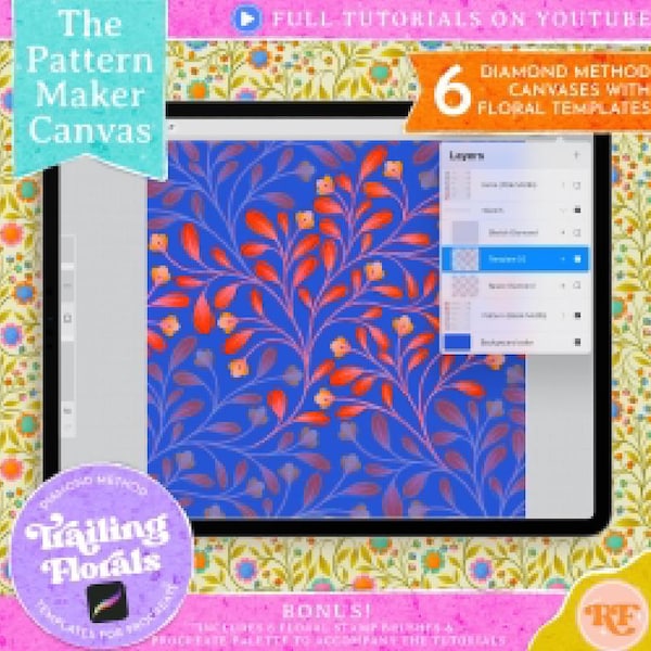 The Pattern Maker Canvas for Procreate, Texture Brushes and Seamless Canvas Texture Overlays for ...
