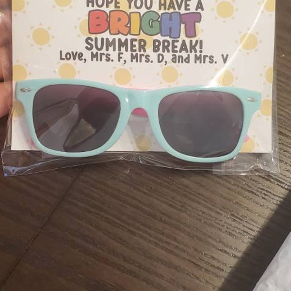 End of School Year Gift, Last Day of School Gift, Sunglasses Favor for ...