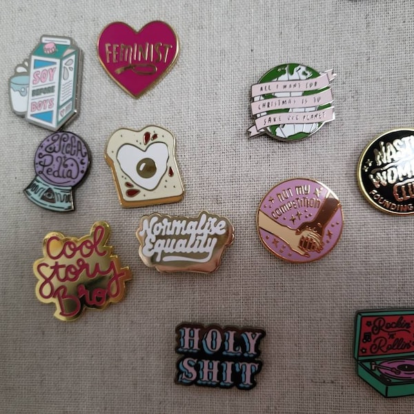 50 X Mixed Enamel Pins // HUGE PIN BUNDLE // Lucky Dip Pins, Mystery ...