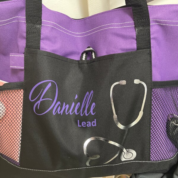 Custom Nursing Bag With Name and Stethoscope, Personalized Nurse Bag ...