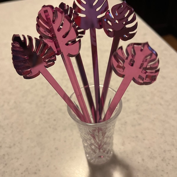 Palm Leaf Drink Stirrer Set,decor,monstera,leaves,fall Leaves,holiday ...