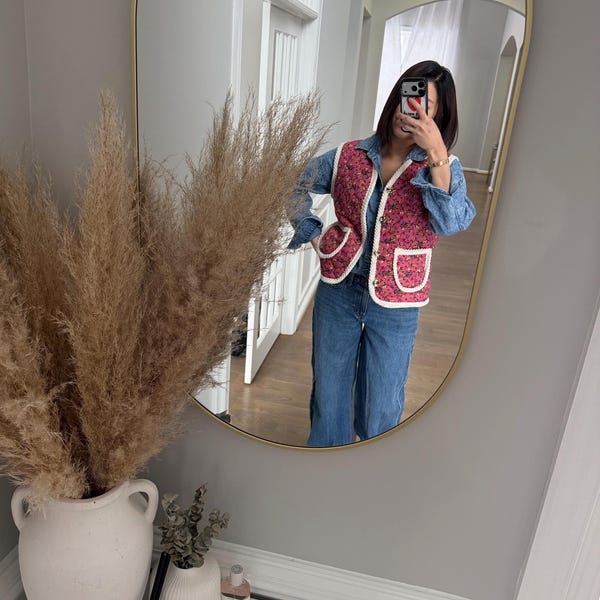 Viral Korean Kimchi Ahjumma Vest | Kimjang Vest | Quilted Floral Vest ...