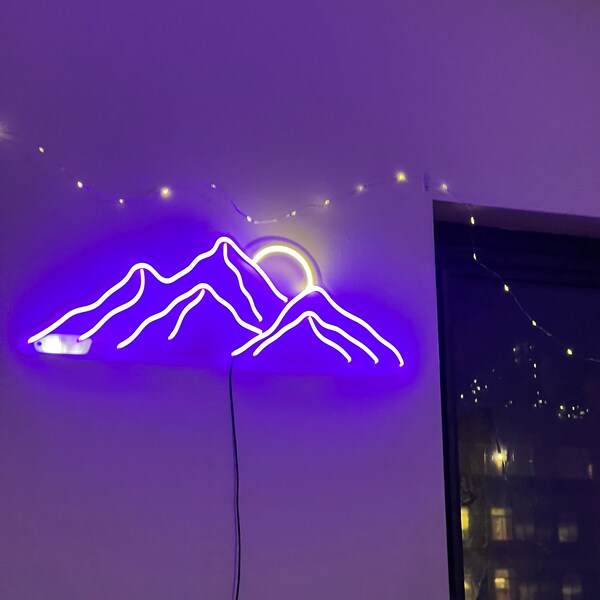 Mountain LED Neon Sign | Customize Large Sunset Acrylic Wall Art ...