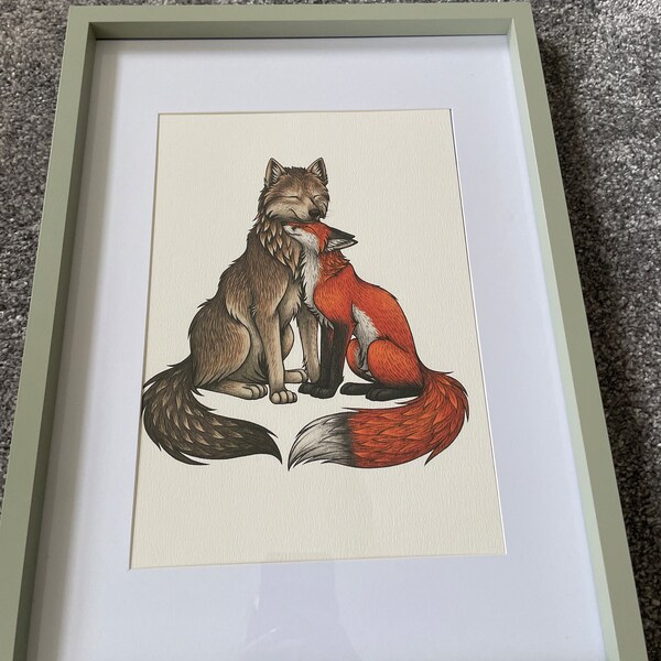 Wolf & Fox Illustration A4 Print - Etsy