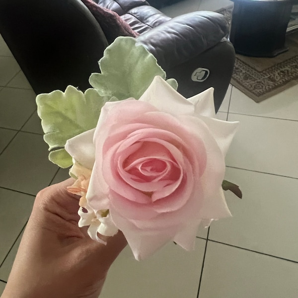 Faux Real Touch Flowers Pink Cream Wedding Bouquet, Hot Pink Roses ...