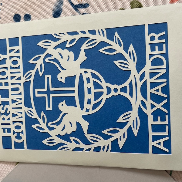 Personalized First Holy Communion Card SVG: Papercut Template (digital ...