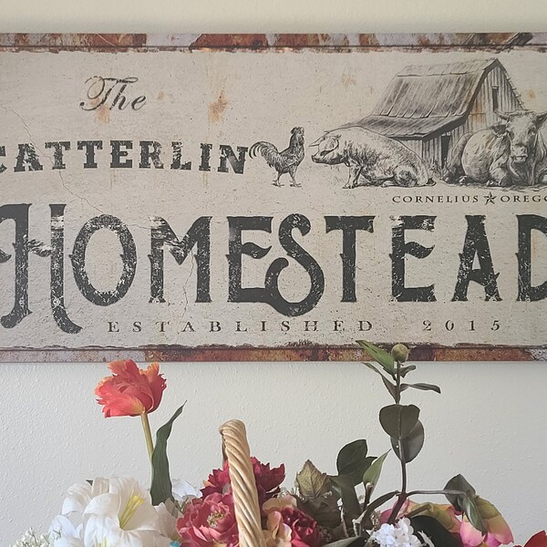 Homestead Farmhouse Sign Home Decor Family Farm Sign Industrial Print ...