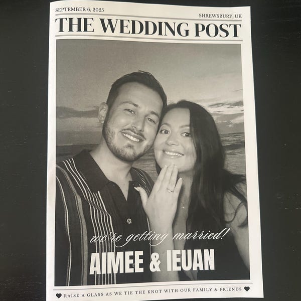 Personalised Wedding Newspaper – Custom Order of Service & Love Story ...