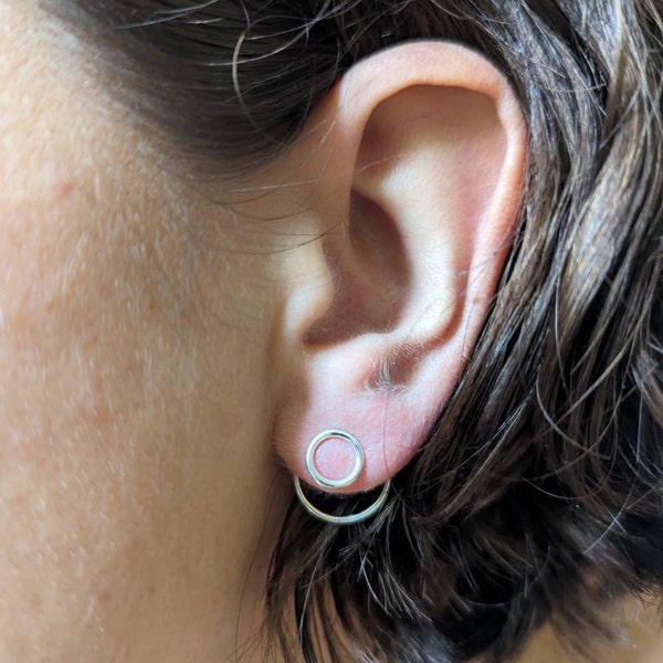 Open Circle Ear Jacket Earring · Sterling Silver Geometric Earrings ...
