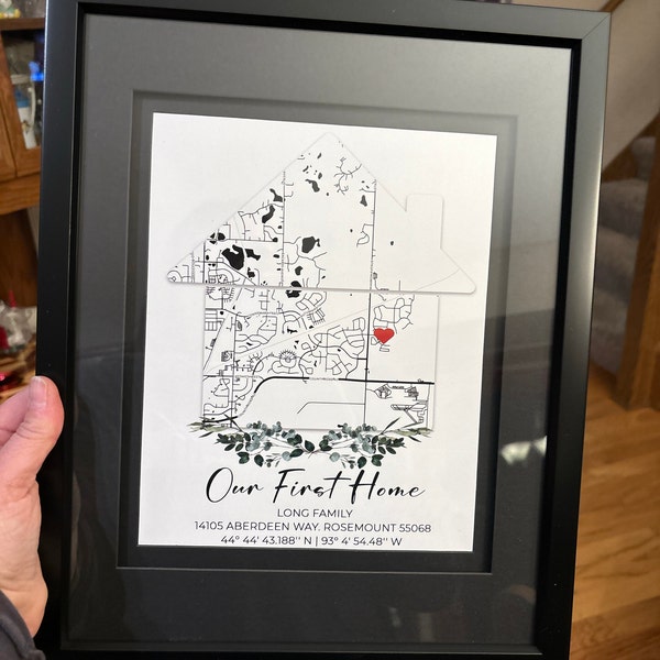 Custom Home Map, First Time Home Buyer, Personalized Housewarming Gift ...