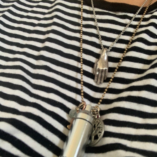 Open Hand Pendant in Sterling Silver, Handcrafted Hand Necklace, Silver ...