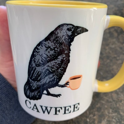 Cawfee Crow Mug, Crow Mug, Crow Gifts, Funny Bird Lover Art Gift, Bird ...