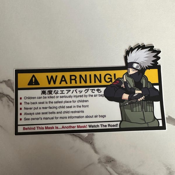 Anime Warning Sticker, Sorcery Anime, Airbag Warning Sticker, Visor ...