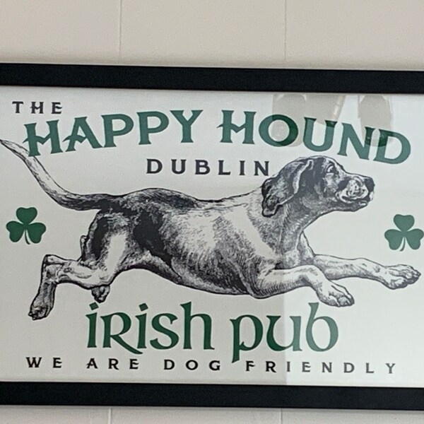 Irish Pub Sign, Dog Art, Shamrock Art, Bar Gift Idea, Dog Lover Pub ...