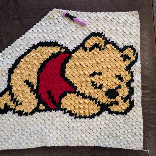 Pooh Sleeping Baby Blanket Lap Afghan: C2C Crochet Pattern (digital ...