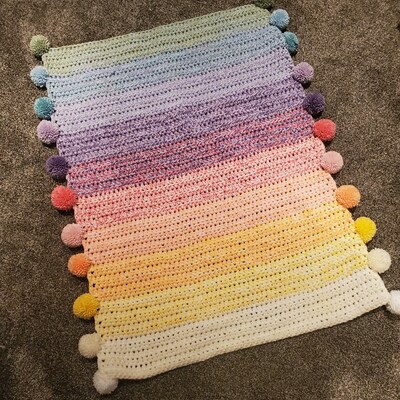 PDF DIGITAL Download-little Gems Craft Shop 'rainbow Pom Blanket ...