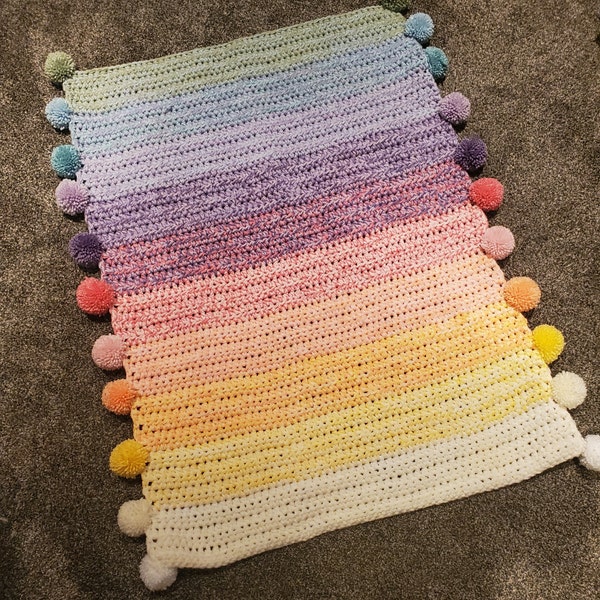 PDF DIGITAL Download-little Gems Craft Shop- 'rainbow Pom Blanket ...