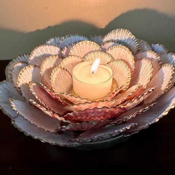 Large Hand Decorated Floral Decoupage Painted Scallop Shell Gift ...